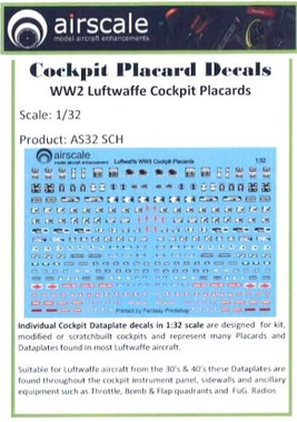 WWII Luftwaffe Cockpit Placards & Dataplates (Decal) 1/32 Airscale ...