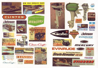 1940-60s Vintage Marine Boat & Motor Signs HO Scale JL Innovative