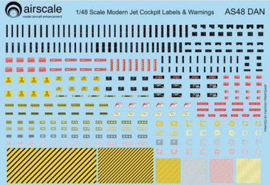 Modern Jet Cockpit Dataplate & Warning Labels (Decal) 1/48 Airscale