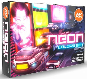 Neon Acrylic Paint Set (6 Colors) 17ml Bottles AK Interactive