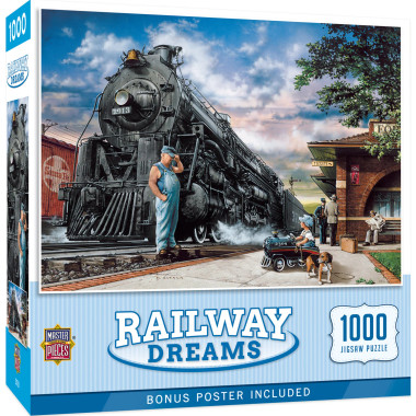 Railway Dreams: Train at Station & Boy w/Toy Train Puzzle (1000pc ...