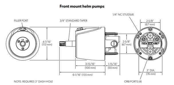 SeaStar HH5285-4 | 3.0 Front Mount | Boat Helm Pump