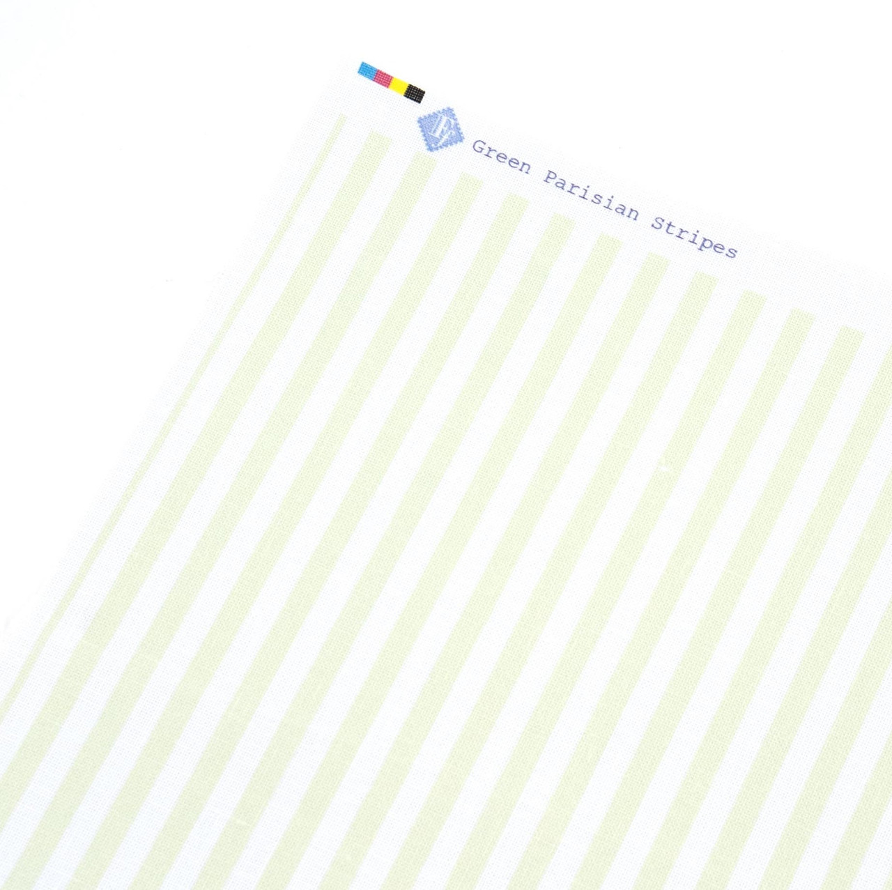 Green Parisian Stripes Cross Stitch Fabric