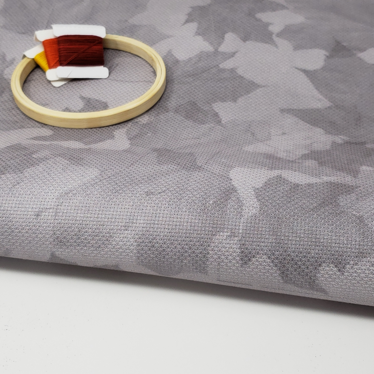 Gray Autumn Leaves - Patterned Cross Stitch Fabric - Fabric Flair