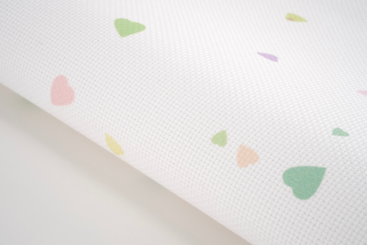 Colorful Conversation Hearts- Patterned Cross Stitch Fabric - Fabric Flair
