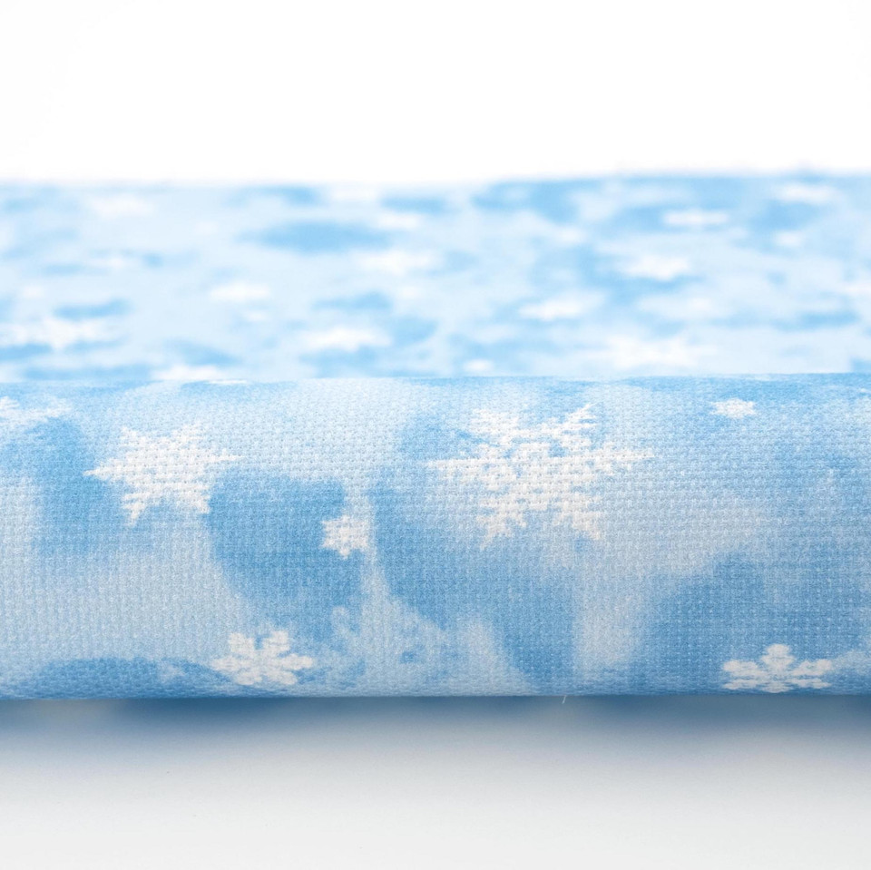 Blue Classic Snowflake Cross Stitch Fabric