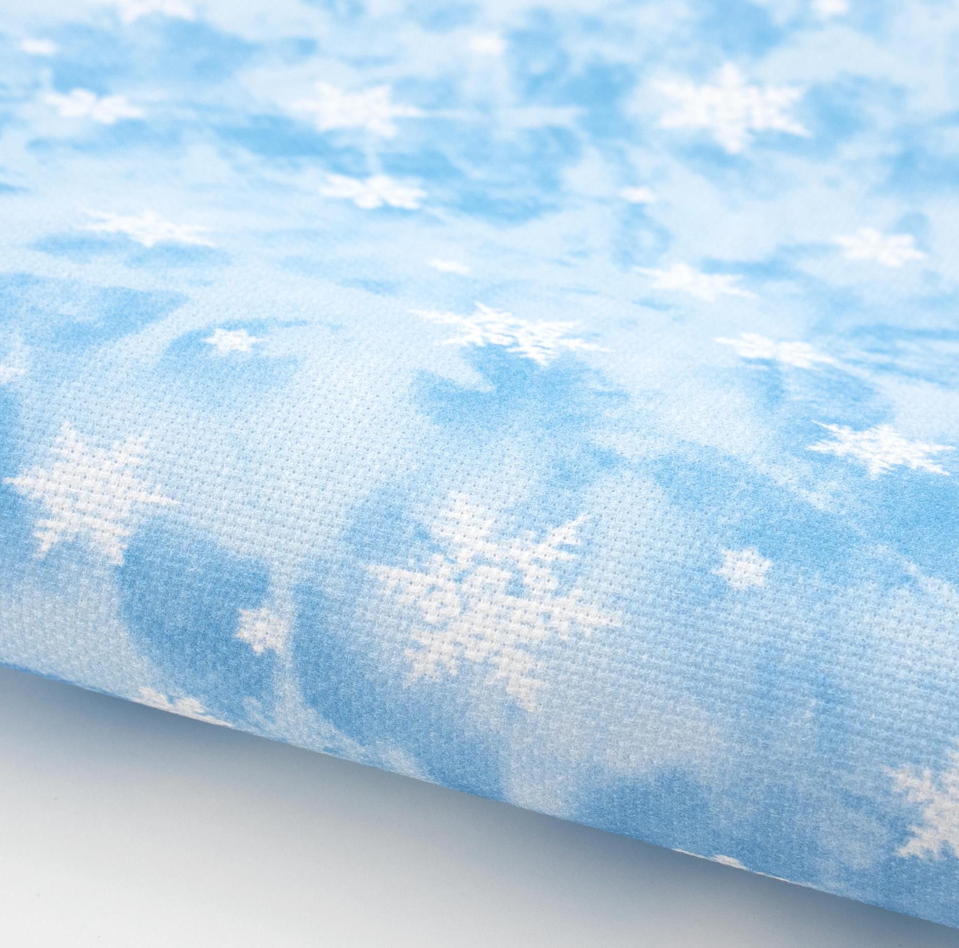 Blue Classic Snowflake Cross Stitch Fabric