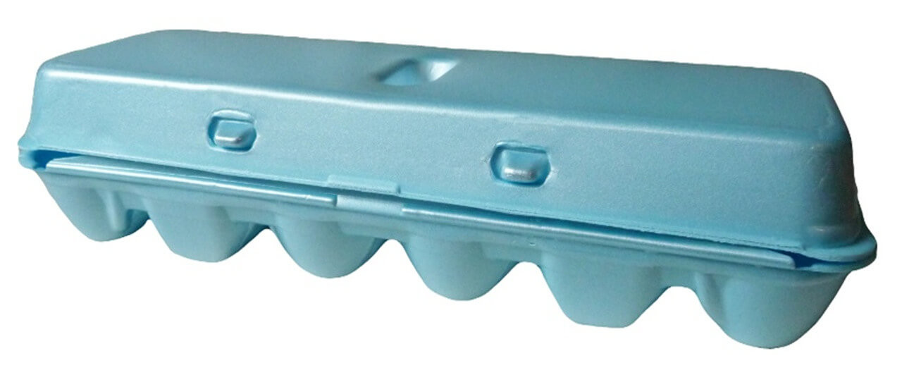 Blue 12-Egg Blank Styrofoam Carton | Foam Egg Cartons