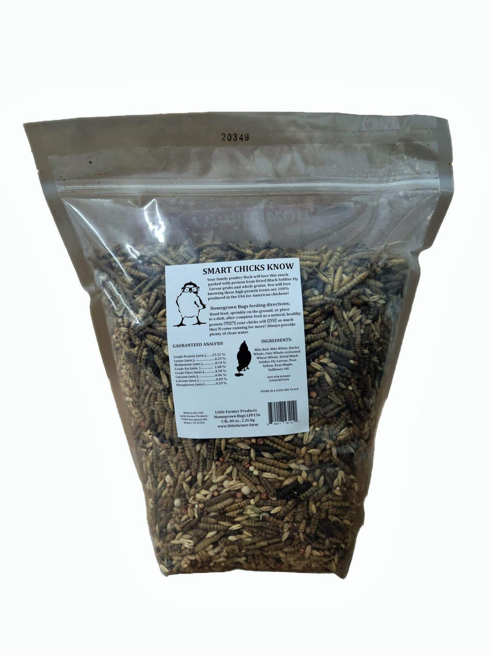 Homegrown Bugs Non-GMO Black Soldier Fly Grubs and Grains (5 lbs)