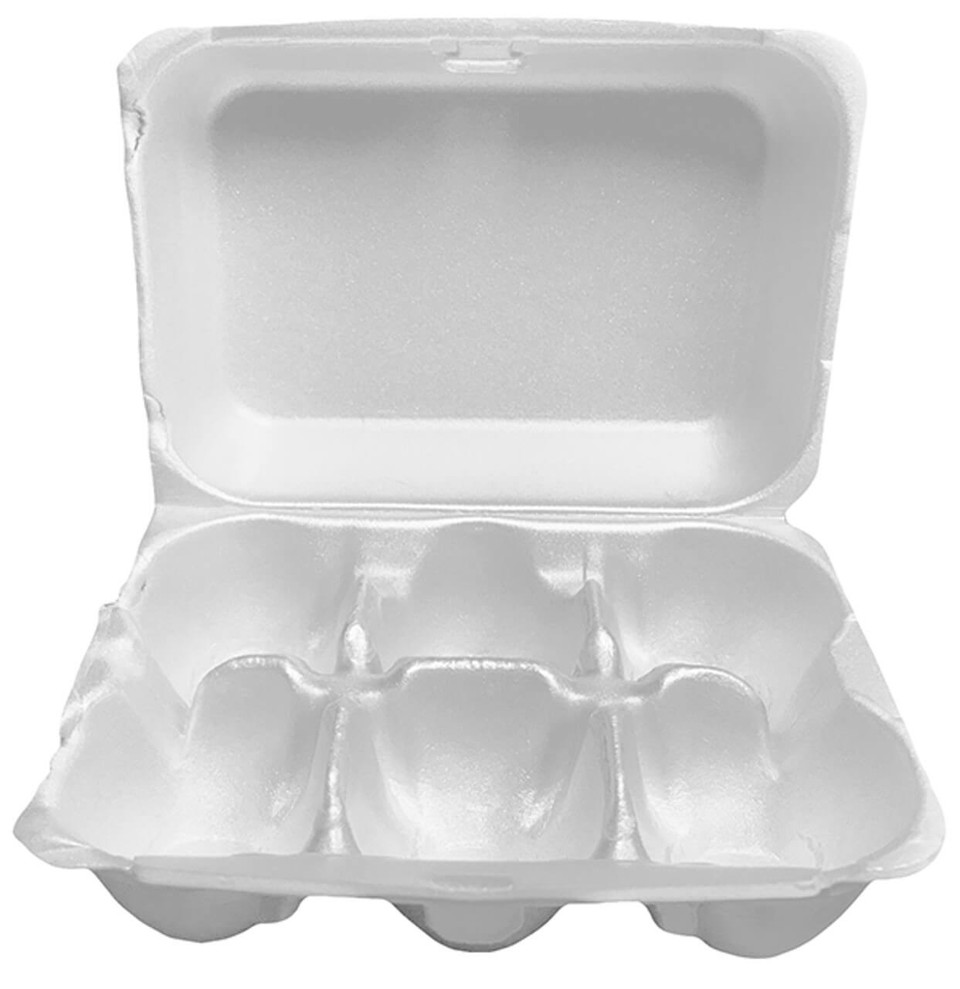 White Split 6-Egg Blank Styrofoam Carton | Polystyrene Egg Cartons