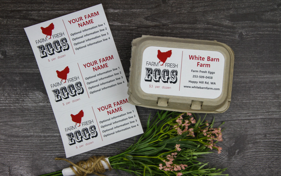 Farm Fresh Eggs - Medium Custom Egg Carton Label | Personalize Pre-Made ...