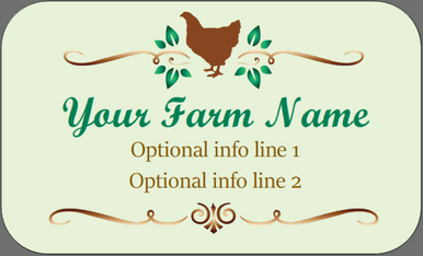 Medium Custom Egg Carton Label - Green Background with Brown Chicken