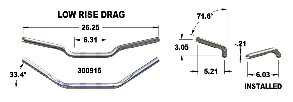 1" Low Rise Drag Bars