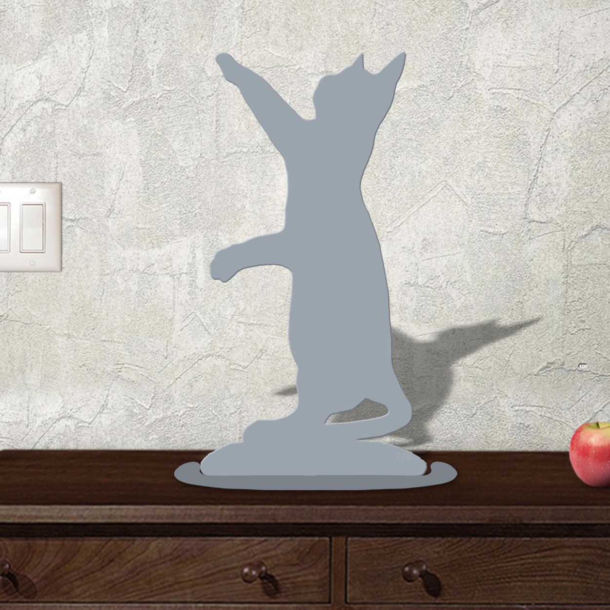 Cat Theme Reaching Cat Metal Tabletop Sculpture