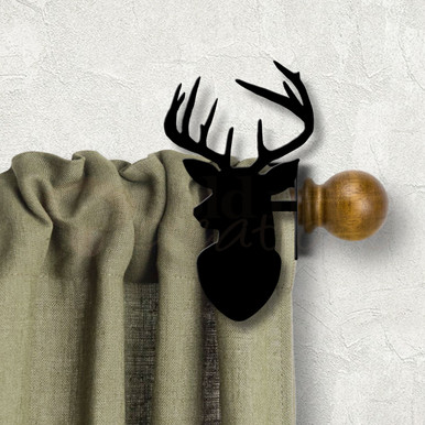 Lodge Decor Deer Bust Design Custom Size Curtain Rod Holders