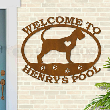 Custom Dog Theme Bloodhound Custom Text Oval Outdoor Wall Sign