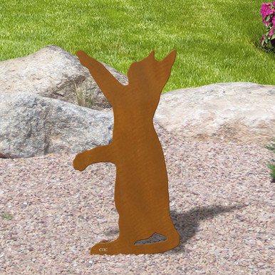 Cat Theme Reaching Cat 18-30in Rust Metal Garden Art
