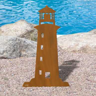 Coastal Decor Lighthouse 18-30in Rust Metal Garden Art