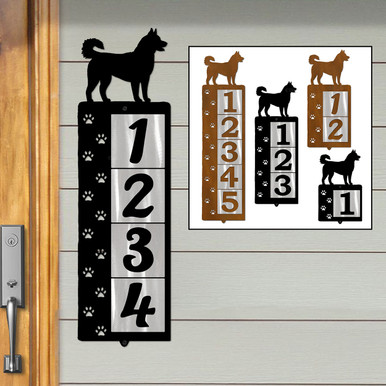 Dog Theme Husky Reflective Address Number Tiles - Choose Size and Color