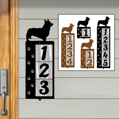 Dog Theme Pembroke Welsh Corgi Reflective Address Number Tiles - Choose ...