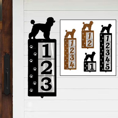 Dog Theme Standard Poodle Reflective Address Number Tiles - Choose Size ...