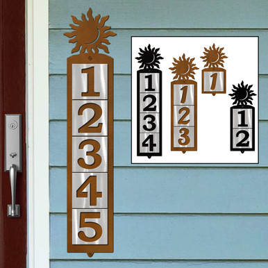 Celestial Theme Sun Reflective Address Number Tiles - Choose Size and Color