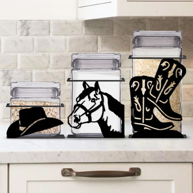 Western Decor Cowboy 3-Piece Kitchen Canister Set