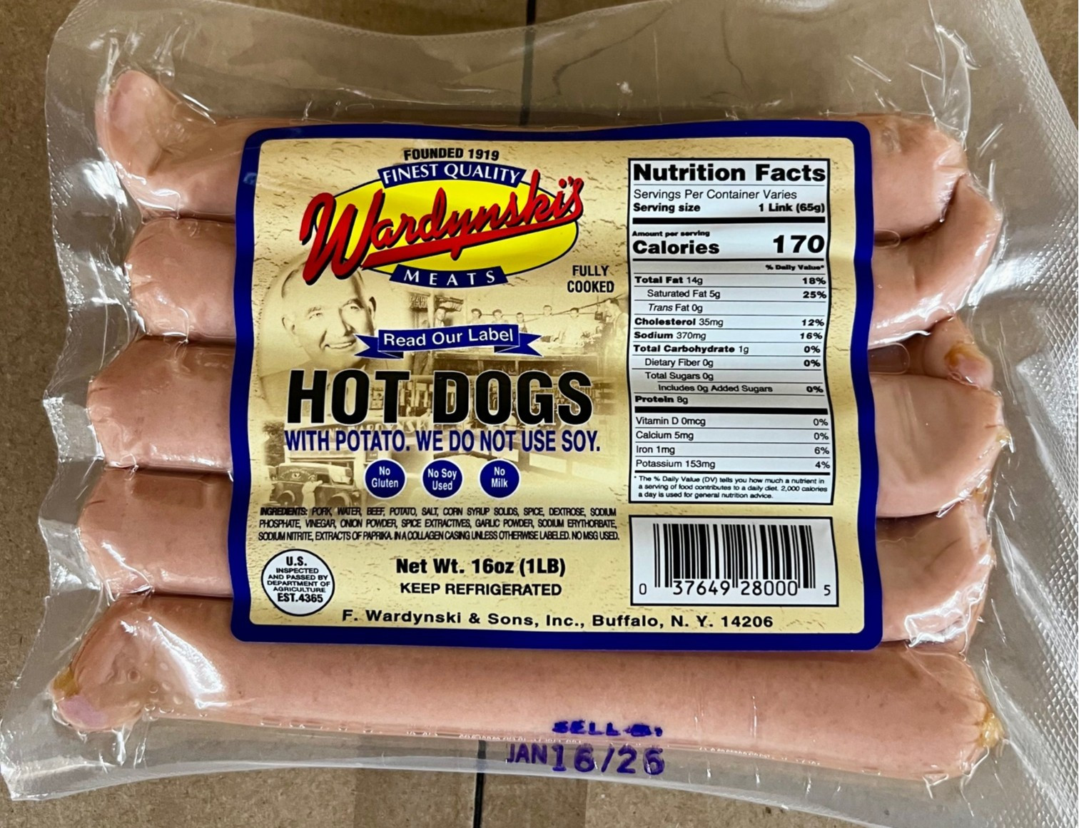 Wardynski Tender Tasting Hot Dogs (1 lb) | BuffaloShip