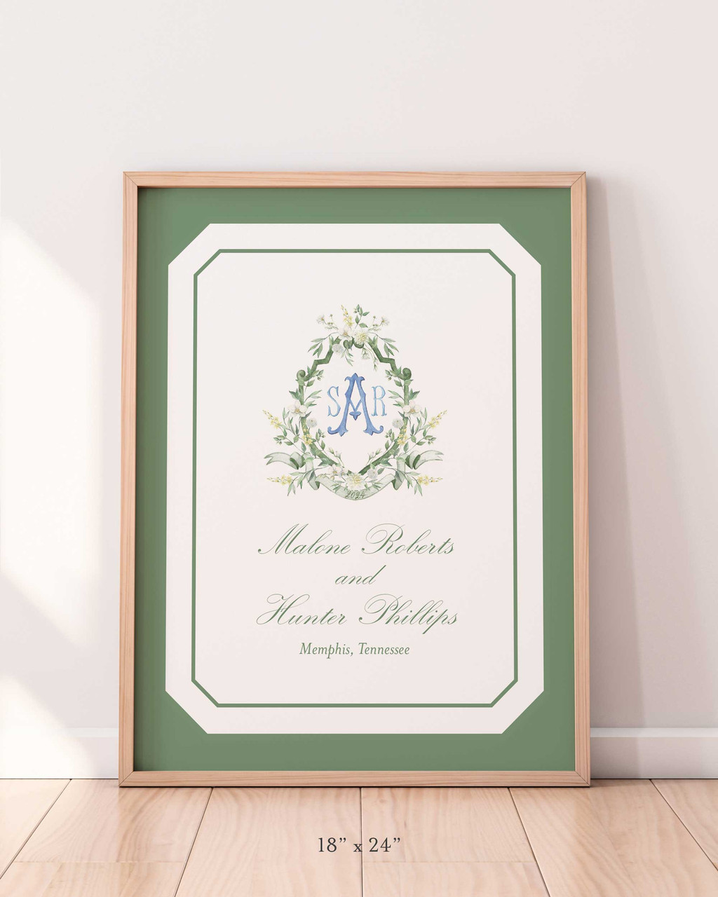 Emerald Welcome Sign with Custom Crest & Border