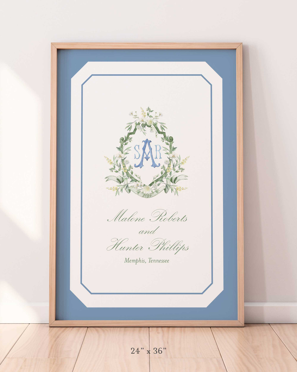 Emerald Welcome Sign with Custom Crest & Border