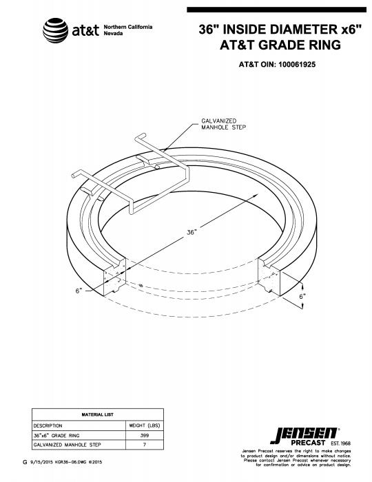 AT&T 3648-6 Grade ring - Jensen Precast