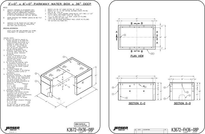 Parkway Water Box - 3672 | Jensen Precast