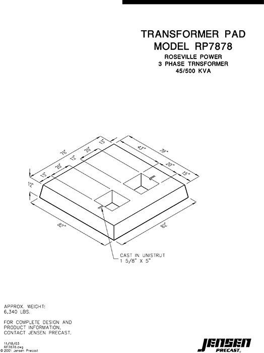 Capacitor Pad - 78 in. x 78 in. x 12 in. - Roseville Electric | Jensen ...