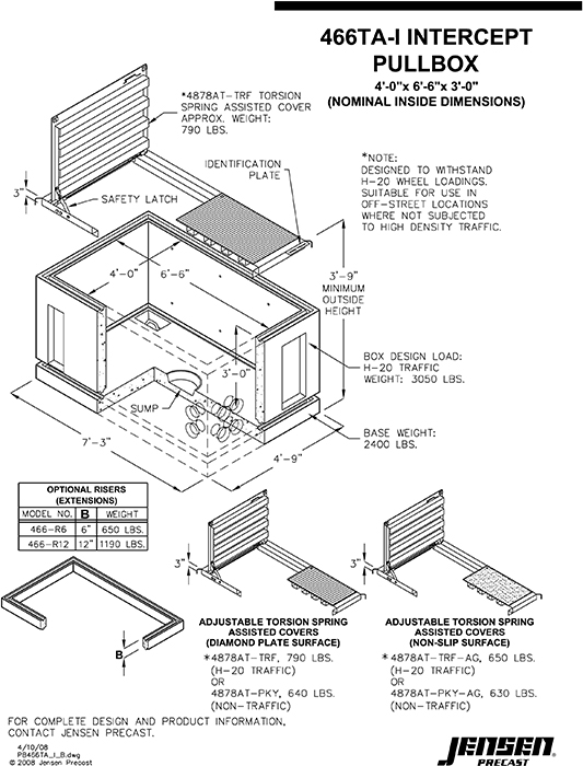 Intercept Vault 4872x36 Knockout, Terminators Sump 48"x78"C | Jensen ...