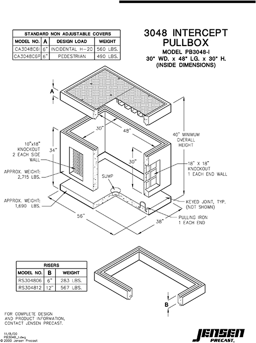 Intercept Vault 3048x30 Knockout Sump 30"x48"C | Jensen Precast