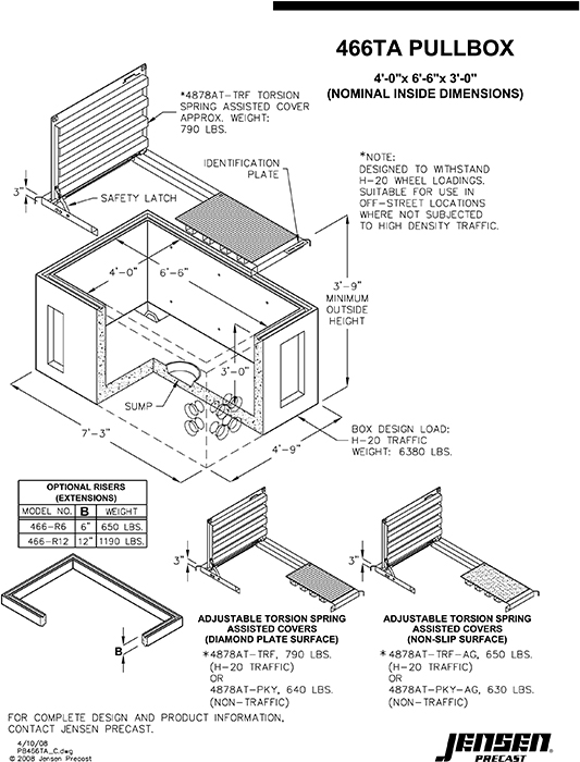 Vault 4878x36 Knockout, Terminators Sump 48"x78"C | Jensen Precast