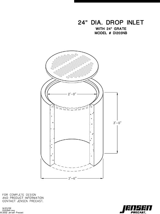 Drop inlet - no base 24 in. dia.x 36 in. | Jensen Infrastructure