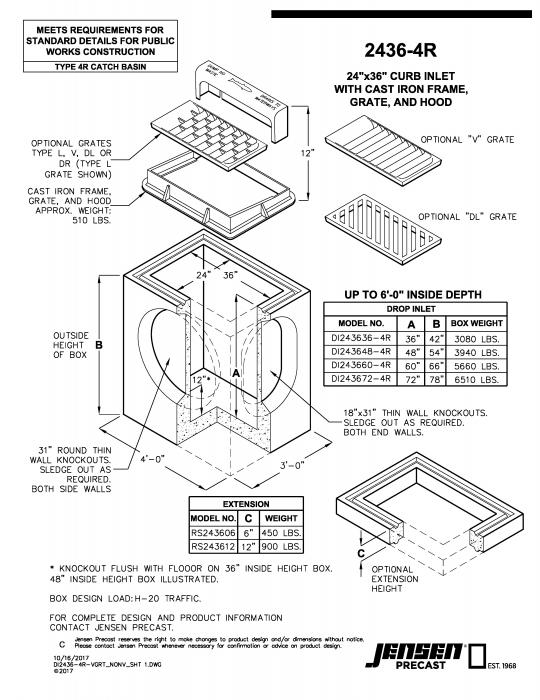 Curb inlet - Type 4R 2 ft. x3 ft. | Jensen Infrastructure
