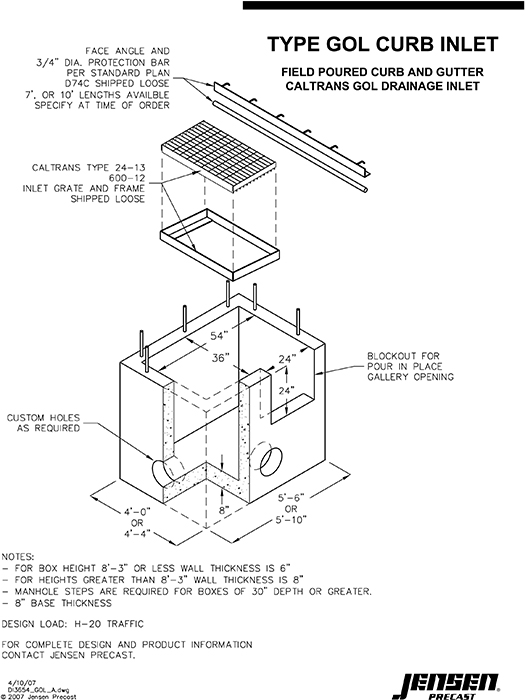Curb Inlet - 3654 - Caltrans GOL | Jensen Infrastructure