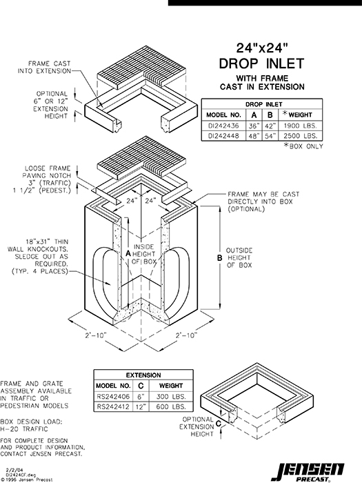 Drop Inlet - 2424 - Cast-In Frame | Jensen Infrastructure