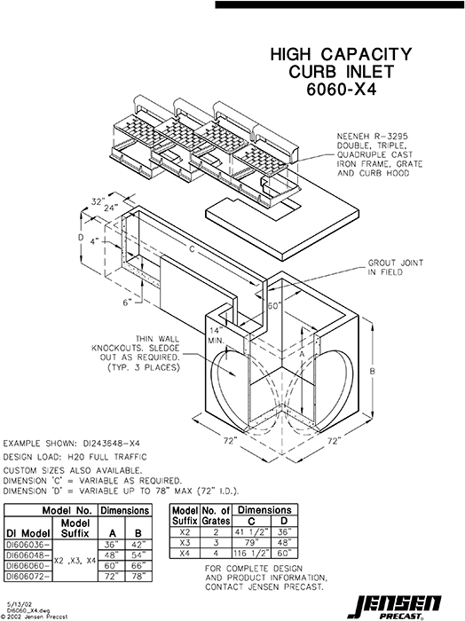 High Capacity Curb Inlet - 6060 x 4 | Jensen Infrastructure