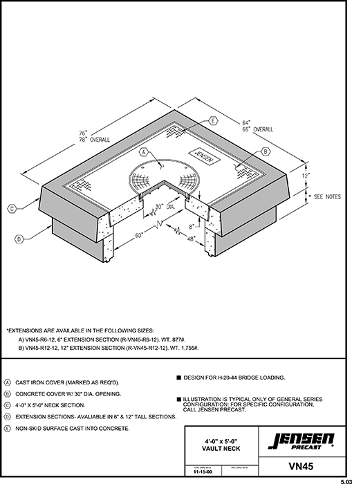 4860 Vault Neck with Concrete Cover - SoCal Edison | Jensen Precast