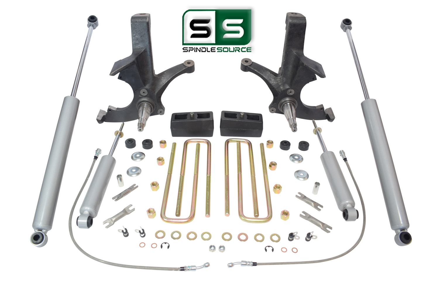 4.5"/3" SPINDLES,BLKS,4 SHOCKS W/OUT O.L. FITS 88-00 CHEVY C2500/C3500 ...