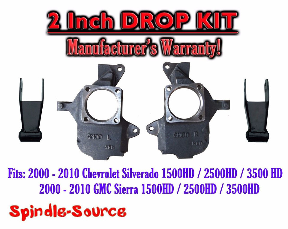 2001 - 10 Chevy Silverado GMC Sierra 2500HD 3500HD 2" DROP KIT Spindles ...