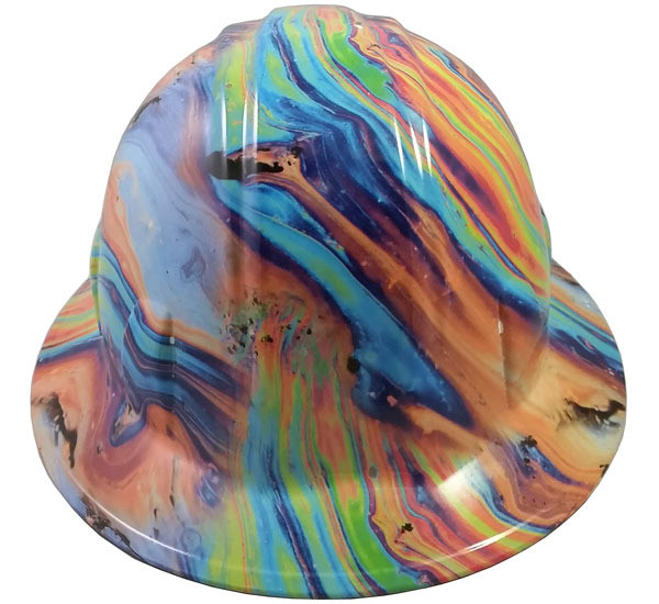 #HDHH-760-FB Oil Spill Design Hydrographic FULL BRIM Hardhats - Ratchet ...