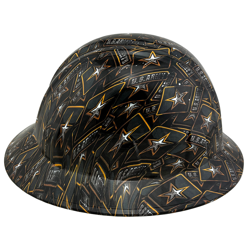 United States Army Design Hydrographic FULL BRIM Hardhats - Ratchet Liner