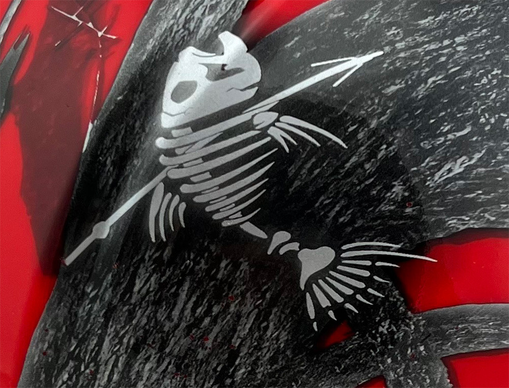 Red Skelly Fish Design Hydrographic FULL BRIM Hardhats - Ratchet Liner