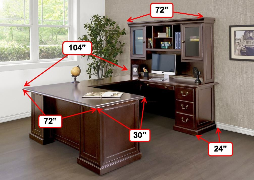 Mahogany Desk Hutch Atlin Designs 4 PC U Shaped Office Computer Desk