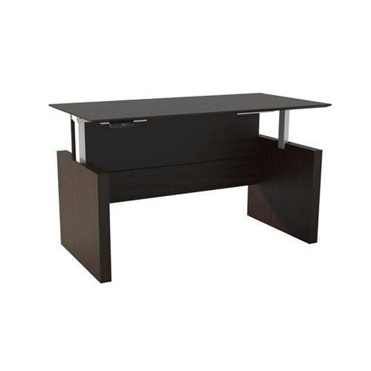 Mayline Medina 72 W x 36 D Height Adjustable Desk with Low Wall Cabinet