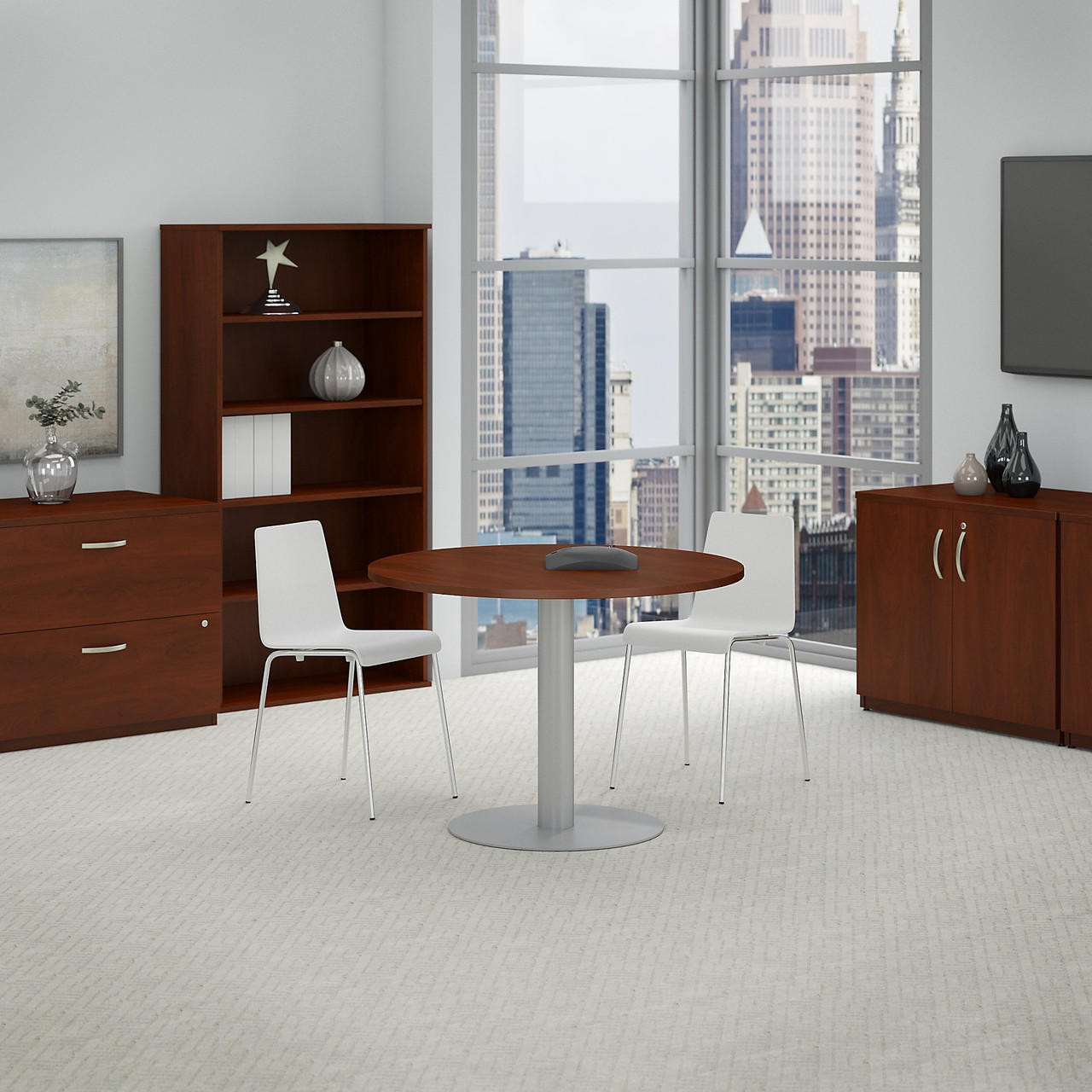 Bush Business Furniture 42 Round Conference Table with Metal Disc Base